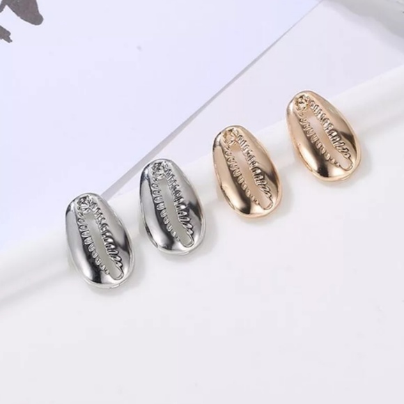 Jewelry | Goldsilver Cowrie Conch Seashell Stud Earrings | Poshmark